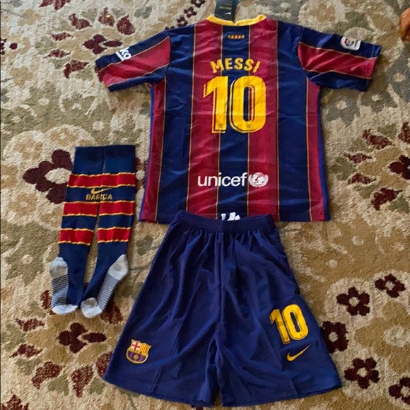 Shirts & Tops | Fc Barca Home Messi Youth Kit 221 | Poshmark